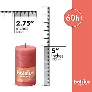 BOLSIUS 4 Pack Blossom Pink Rustic Pillar Candles - 2.75 X 5 Inches - Premium European Quality - includes Natural Plant-Based Wax - Unscented Dripless Smokeless 60 Hour Party Décor Candles