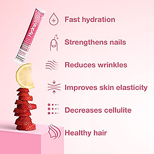 HydraLyte Electrolytes Plus Collagen, Lightly Sparkling Strawberry Lemonade VERISOL Collagen Powder Packets - Clinical Daily Dose of High Grade Collagen with Vitamin C and Zinc (8oz Serving, 12 Count)