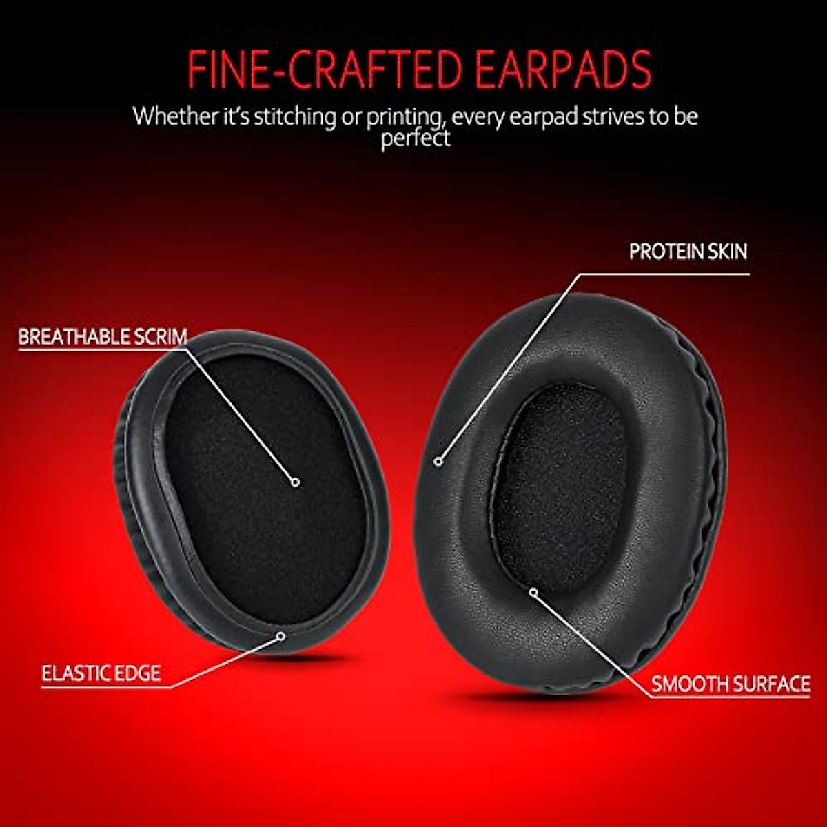 Krone Kalpasmos Audio Technica ATH-M50X Replacement Earpads, Audio Technica Headphone Pads Fit ATH M50 M50s M50BT M40X M40 M35 M30, Pads for ATH M-Series, Soft and Thick Memory Foam, Classic Black