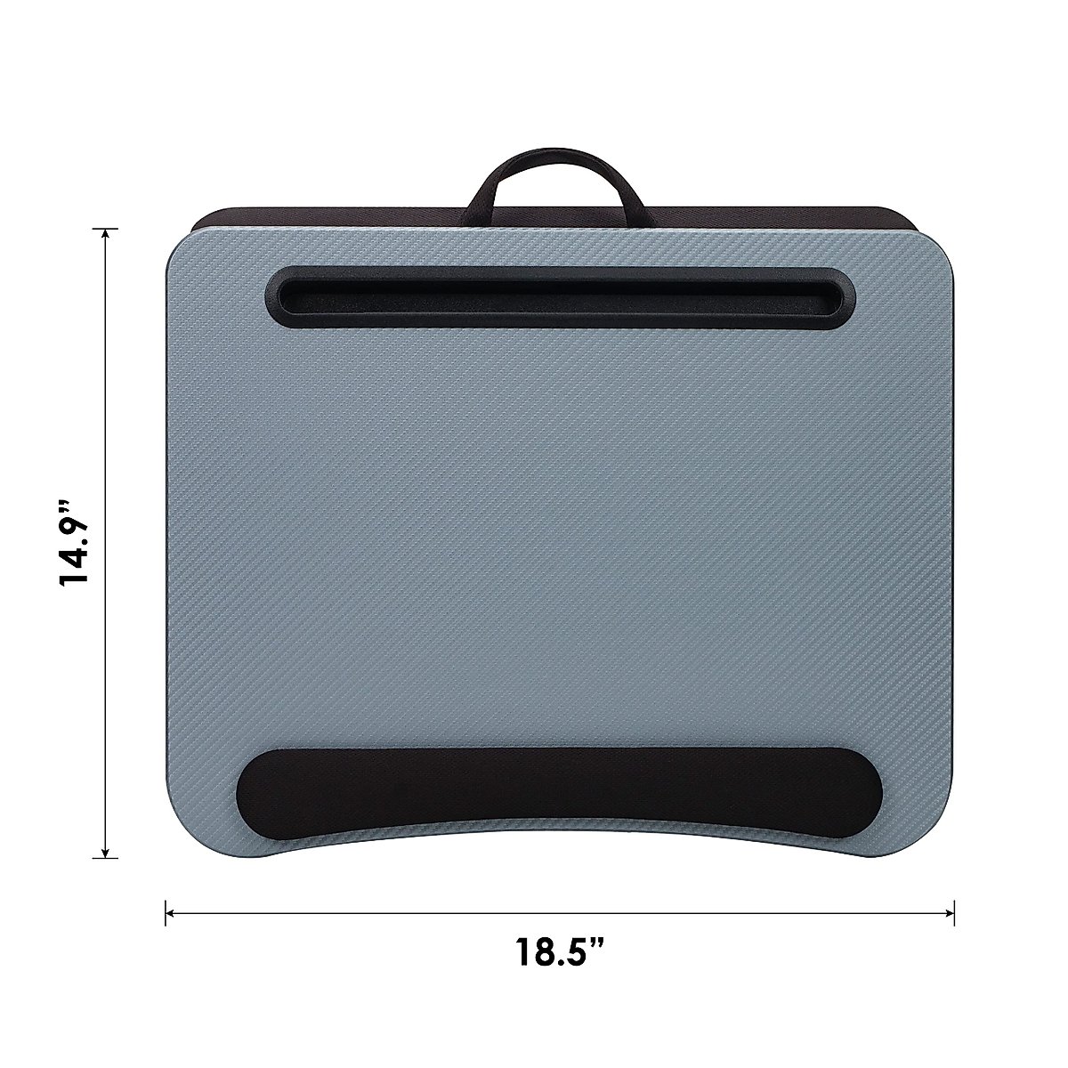 LAPGEAR Memory Foam Lap Desk with Wrist Rest and Media Slot - Large - Silver Carbon - Fits up to 17.3 Inch Laptops and Most Tablets - Style No. 91365
