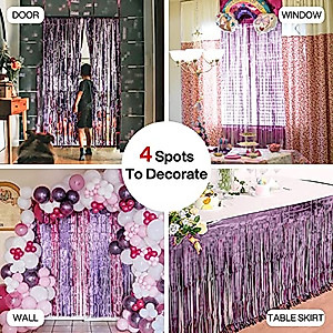 PartyWoo Foil Curtain Purple, 2 pcs 3.3x6.6 ft Light Purple Streamers, Tinsel Curtains, Backdrop Curtain, Foil Fringe Curtains, Party Streamers, Birthday Decorations, Party Backdrop, Wedding Backdrop