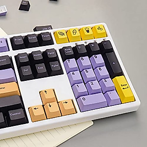 129 Keys PBT Keycaps Dye Sub Cherry Profile Taro Keycaps Set Fit for 61/64/87/108 Cherry Mx Switches Mechanical Keyboard