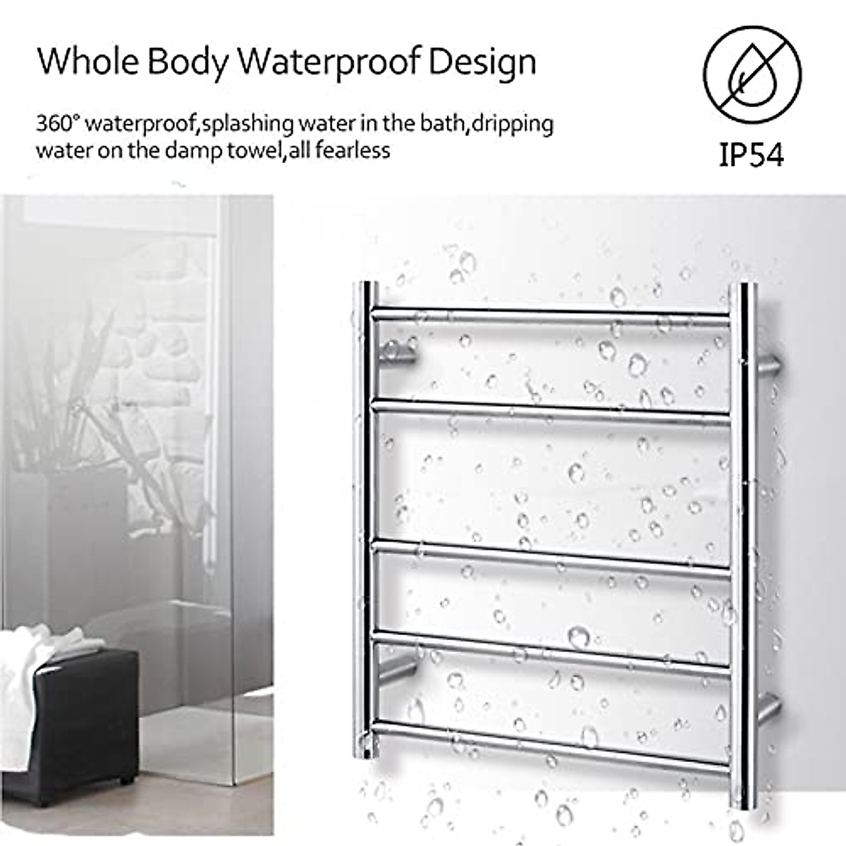 Heated Towel Rack, Towel Warmer, 5 Bars Wall Mount Electric Heated Towel Rack 304 Stainless Steel Radiator for Bathroom,Pools,Kitchen,Gyms,Plug in ，Electric Towel Warmer (Color : Hardwired)