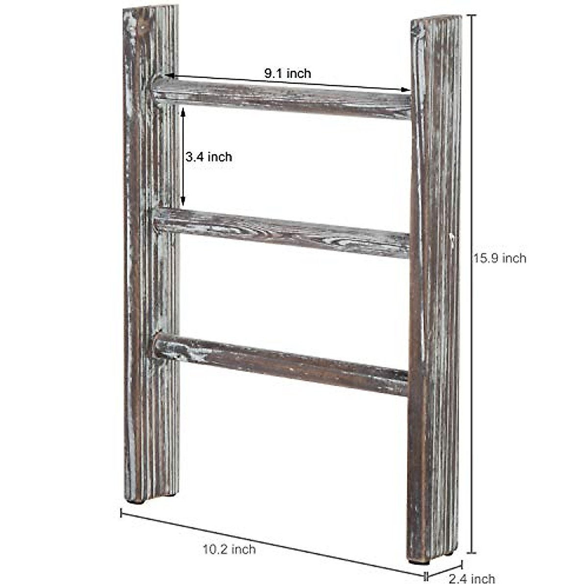 MyGift 16 Inch Rustic Torched Wood Towel Ladder for Kitchen Countertop, Hand Towel Stand Rack