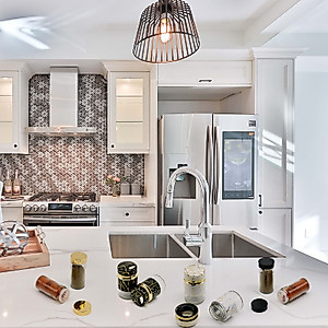 White Glass Salt and Pepper Shakers Set with Adjustable Pour Holes - Stainless Steel Salt Shaker and Pepper Shaker - Farmhouse Salt and Pepper Shaker Set for Himalayan, Kosher Sea Salts & Spices