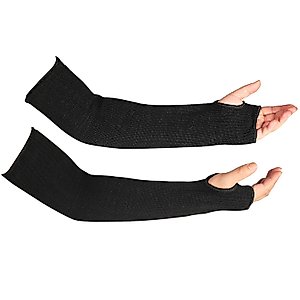 Kevlar Sleeves Heat Resistant 19 Inch Long Arm Guards With Thumb Hole,Breathable Anti-Cut Safety Welder Sleeves Fire Resistance For Men Women On Mechanic,Welding,Repairs,Polish Work (Black,1 Pair)