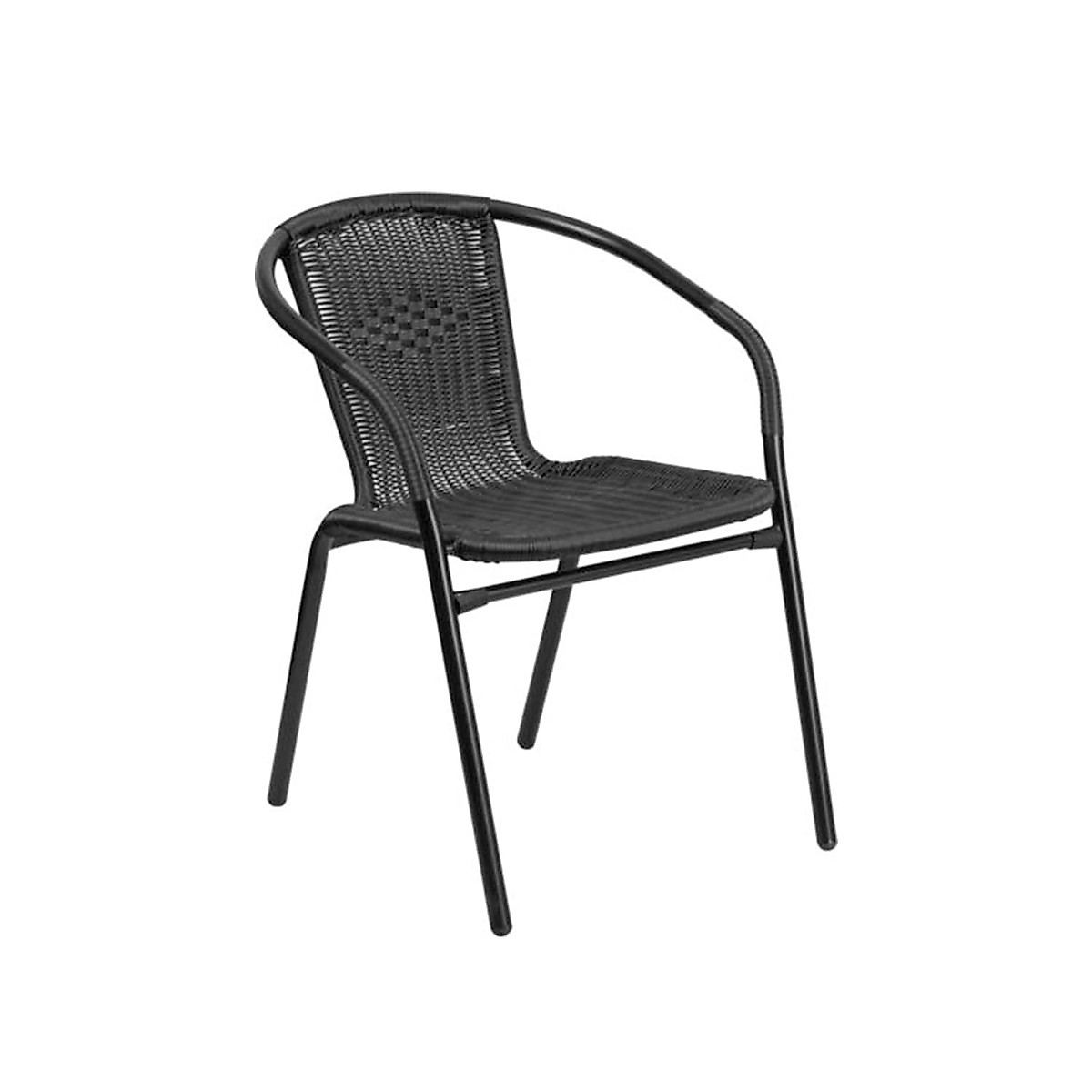 Saranya 18 Shop New Black 2 Pack Chair Frame Finish Rattan Indoor or Outdoor Dark Patio Bamboo-Aluminum Series Restaurant Kitchen Home Hotel Metal 23.5" D x 21.75" W x 28.5" H of Set