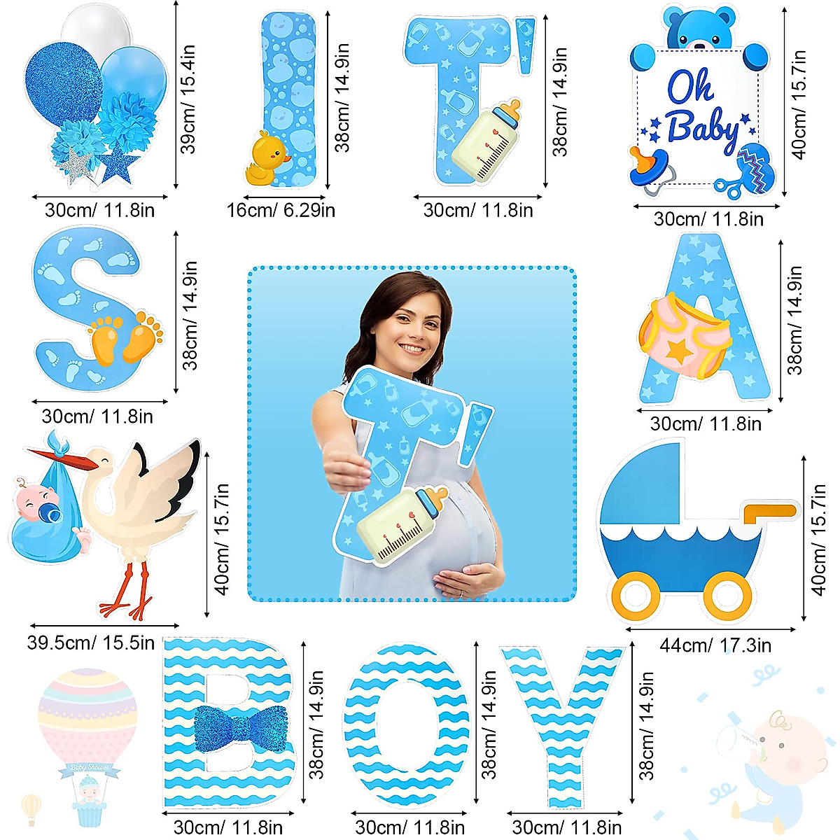 Large Baby Shower Yard Sign It’s a Boy Blue Yard Signs with Stakes 16 Inch Tall Baby Boy Lawn Sign Gender Reveal Outdoor Decoration Welcome Home Newborn Announcement Sign for Party Decorations,11 PCs