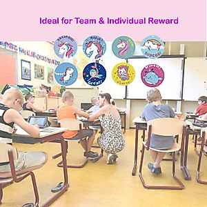 PMCDS2G Reward Stickers for Kids 1inch 500pcs Per Roll Unicorn Cartoon Design Easy Carried Incentive Sticker Supplies for Teachers and Mothers