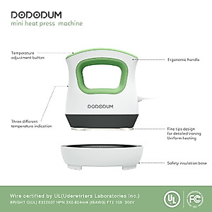 DODODUM Mini Heat Press Machine Easy to Use for T Shirts Shoes Hats Small HTV Iron-on Vinyl Projects Portable Heating Transfer Iron Green