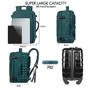 Beraliy Large Travel Backpack, Flight Approved Personal Item Bag, 17 Inch Laptop Backpack, 40L Carry On Luggage Daypack, Business Weekender Overnight Bag, Peacock Blue