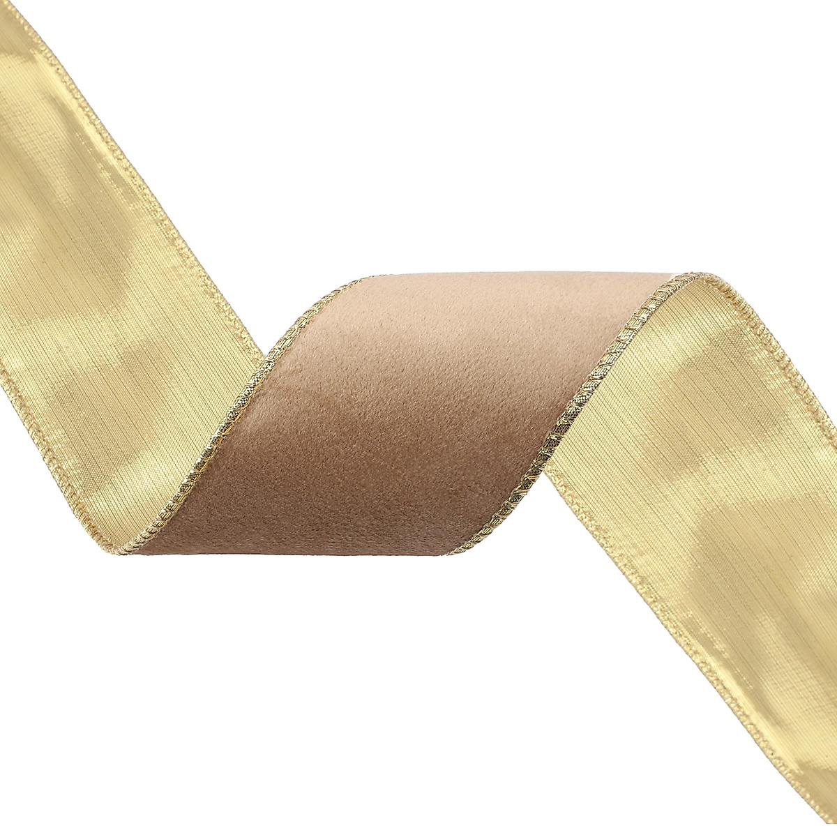 VATIN Champagne Velvet Wired Ribbon 2.5" Metallic Champagne Gold Velvet Christmas Ribbon for Floral Arrangements Wrapping Gifts Stylish Decor Creation -Continuous 10 Yards