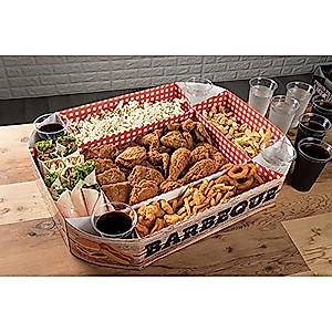 Disposable Serving Platter - Picnic Tray, 5 Compartments with Cup and Dip Holders, Best for Finger Food and Snacks, 4 x 20 x 26 Inches