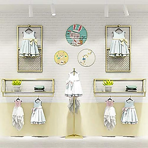 MDEPYCO Creative Square Display Garment Racks in Boutique Clothing Stores, Wall-Mounted Hanging Clothes Shelf in Home, Towel Racks for Bathroom Storage Shelves (Gold, 31.5" L)