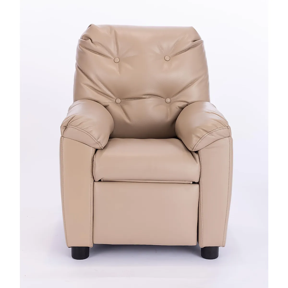 Q-Max Tufted Back Sofa Chair with Pillow Top Armrest and Footrest, Beige Finish Children Recliner