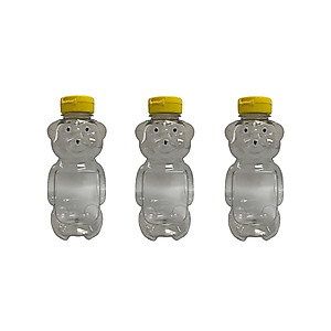 Natural Farms Pack of 3-16 oz Plastic Bear Honey Bottle Jars - Honey Squeeze Bottle Empty for Storing and Dispensing Honey