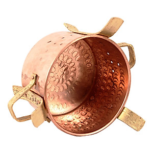 Indian Art Villa Pure Copper Angithi/Sigdi with Brass Handles & Stand, Food Warmer for Home, Hotel & Restaurant, Width- 4.5 inches
