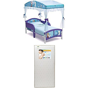 Delta Children Canopy Toddler Bed, Disney Frozen with Twinkle Stars Crib & Toddler Mattress