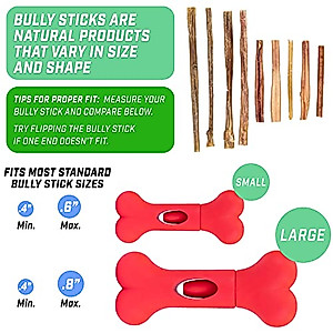 GoSports Chew Champ Bully Stick Holder for Dogs - Securely Holds Bully Sticks to Help Prevent Choking, Red - 8 Inch Size