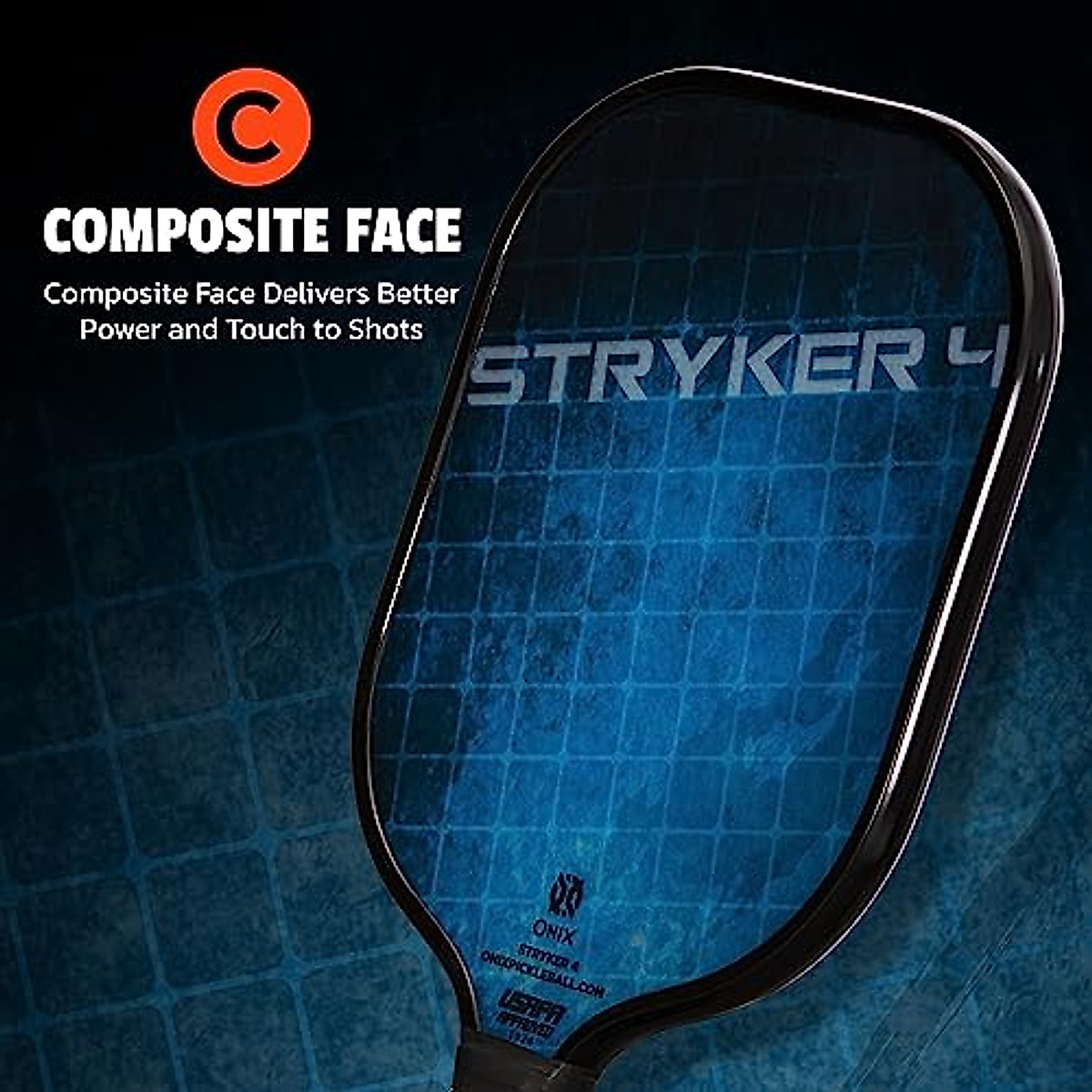 Onix Composite Stryker 4 Pickleball Every Level Oversized Paddle Shape– Blue