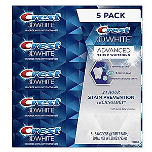Crest 3D White Advance Whitening Flavoride Anticavity Toothpaste 5 Pack 5.6 Oz Net Wt 28 Oz
