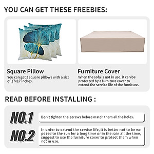 WAROOM Outdoor Patio Furniture Set Dark Brown Rattan 10 Piece Sectional Sofa PE Wicker Conversation Couch Sets with 45" Gas Fire Pit Table and Non-Slip 5" Thick Peacock Blue Cushion