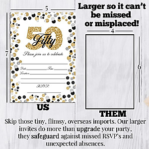 Confetti Polka Dot 50th Birthday Party Invitations, 20 5x7 Fill In Cards with Twenty White Envelopes by AmandaCreation AmandaCreation