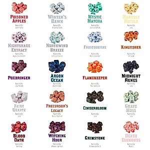 Series IV Set of 7 Tabletop RPG Dice| 7 Different Polyhedral Role Playing Dice per Set| TTRPG DND Dice| Cinderbloom