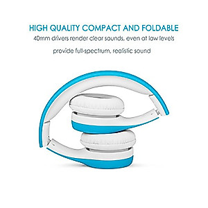 Anble Kids Headphones with Microphone Volume Limited Foldable Wired Headsets for Children - Blue