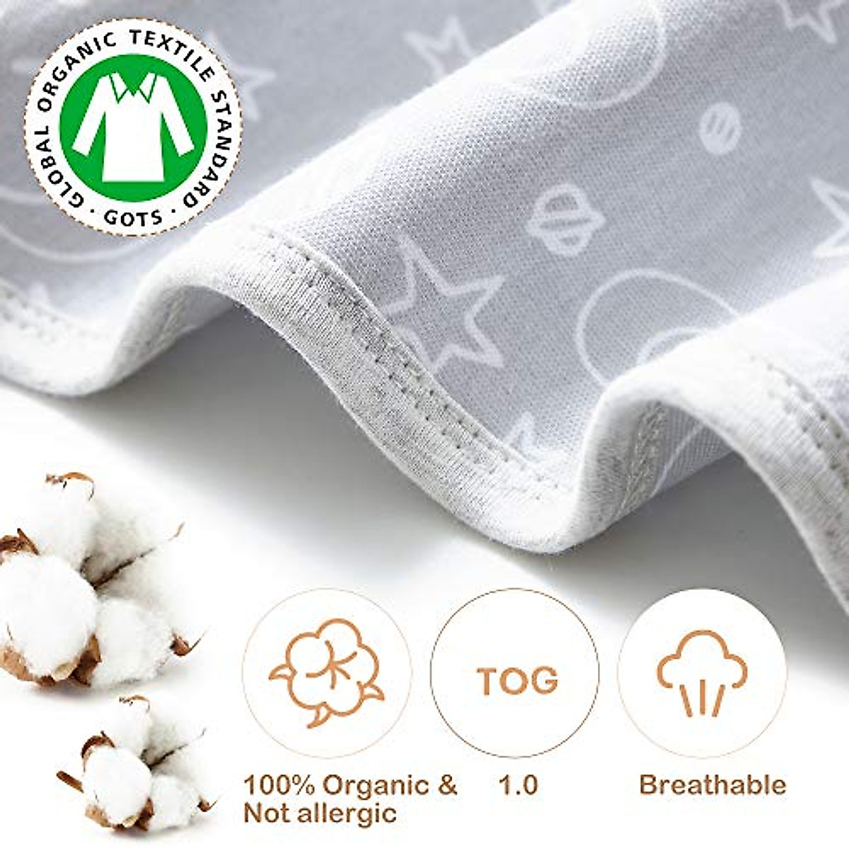 MioRico 1.0 Tog Sleep Sack for Babies 0-6 Months | Lightweight and Soft Wearable Blanket for Babies 3-6 Months | Organic Infant Sleeping Bag with 2-Way Zip