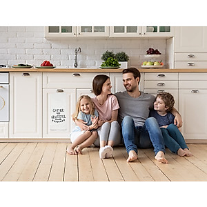 Set of 5 Sentiment Kitchen Dish Towels - Teacher Gift, Christmas Gift for Women, Hostess Gift, White Flour Sack Baking and Cooking Related Kitchen Towels Gift Set - Comes in Organza Gift Bag