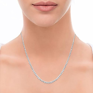 Beyond Brilliance 1.00 Carat Illusion Set Natural Diamond Tennis Necklace (I-J, I3) in Sterling Silver | Miracle Plated Round Cut | Diamond Jewelry for Women | Gift for Her | Gift Box Included