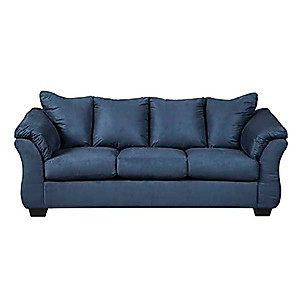 Roundhill Furniture Aruca Navy Blue Microfiber Pillow Back Sofas,