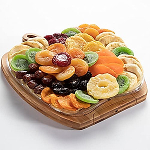 Dried Fruit Favorites on Apple Shape Bamboo Tray, Converts to Bowl for Birthday, Thank You, Corporate Gifts by Blue Bow Gourmet