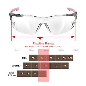 HUNTERSKY HTS S239 Protective Clear pink Small Safety Glasses women youth protecting eyes from wind dust proof night bike riding cycling running