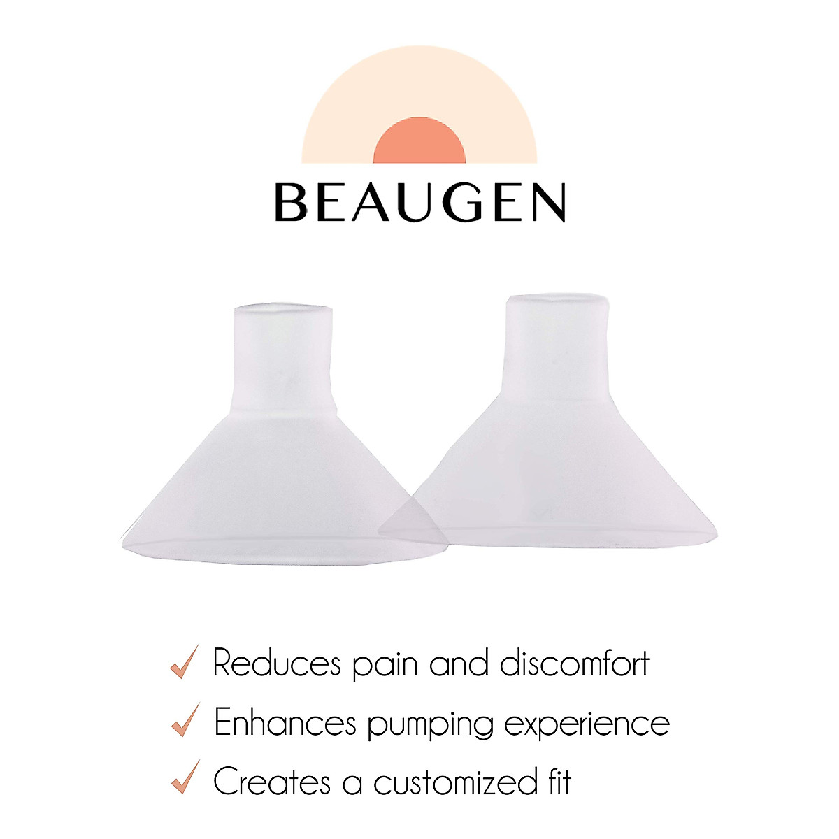 BeauGen Clearly Comfy Breast Pump Cushion – Soft, Stretchy, Clear, and Comfortable Flange Inserts for Improved Comfort and Fit – BPA Free, Food Safe Plastic (2 Pair)