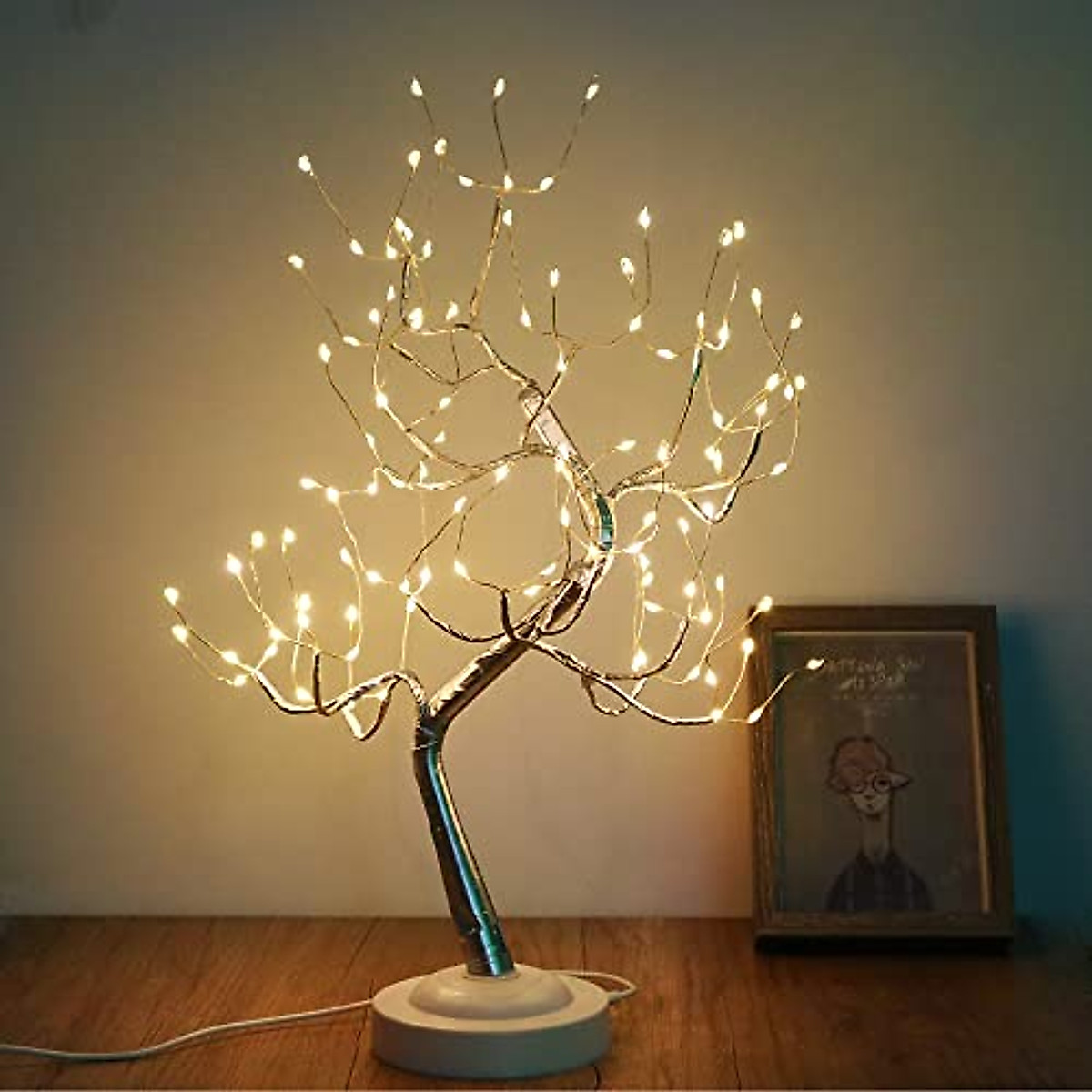 Tabletop Bonsai Tree Light 108 LED Copper Wire Tree Lamp Fairy Spirit Night Light,Battery/USB Operated,6h Timer Adjustable Branches Halloween Christmas for Home Decoration and Gift (Warm White)