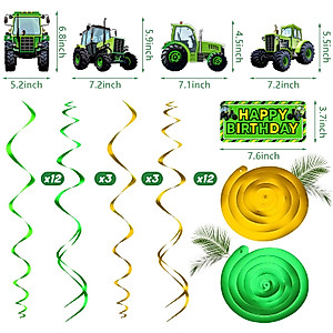30 Pieces Tractor Party Supplies Tractor Birthday Decorations Green Tractor Hanging Swirls Tractor Time Hanging Favors Party Decorations for Tractor Green Theme Birthday Baby Shower 5 Styles