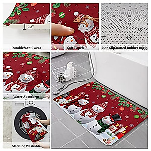 Libaoge Kitchen Mat Rug 1 PCS Christmas Snowman Bird Truck Xmas Tree Red Runner Rug Anti-Fatigue Comfort Memory Foam Standing Mat Non-Slip Floor Door Mat for Bathroom Bedroom 24x71in