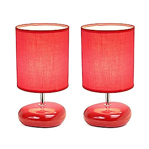 Simple Designs LT2005-RED-2PK Stonies Small Stone Look Lamp 2 Pack Set, Red
