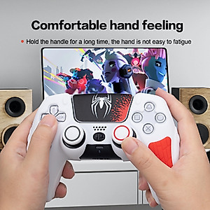 ECHZOVE PlayStation 5 Controller Cover Case, Anti-Slip Silicone Cover Skin for PS5 Wireless Controller with Thumb Grip Caps, Joystick Protectors and Cover Wrap Sticker - White
