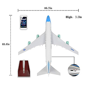 24-Hours 18” 1:130 Scale Model Jet United States Air Force One Plane B747 Model Planes Kits Display Diecast Airplane for Adults with LED Light(Touch or Sound Control)