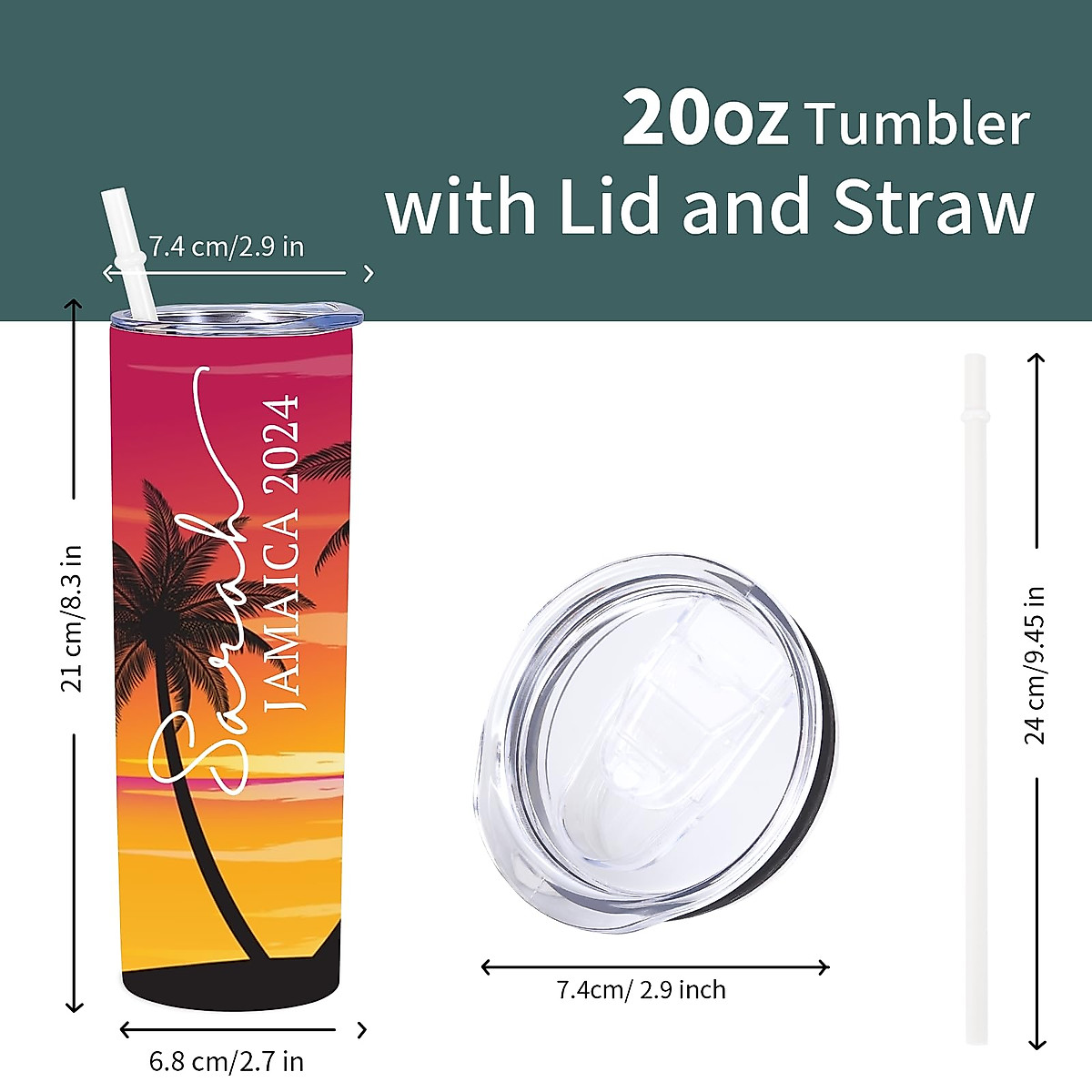 Personalized Family Vacation Tumblers With Name, Custom Palm Tree Beach Skinny Coffee Tumbler, Girls Trip Cups With Lid And Straw, Customized Group Destination Vacation Matching Cup