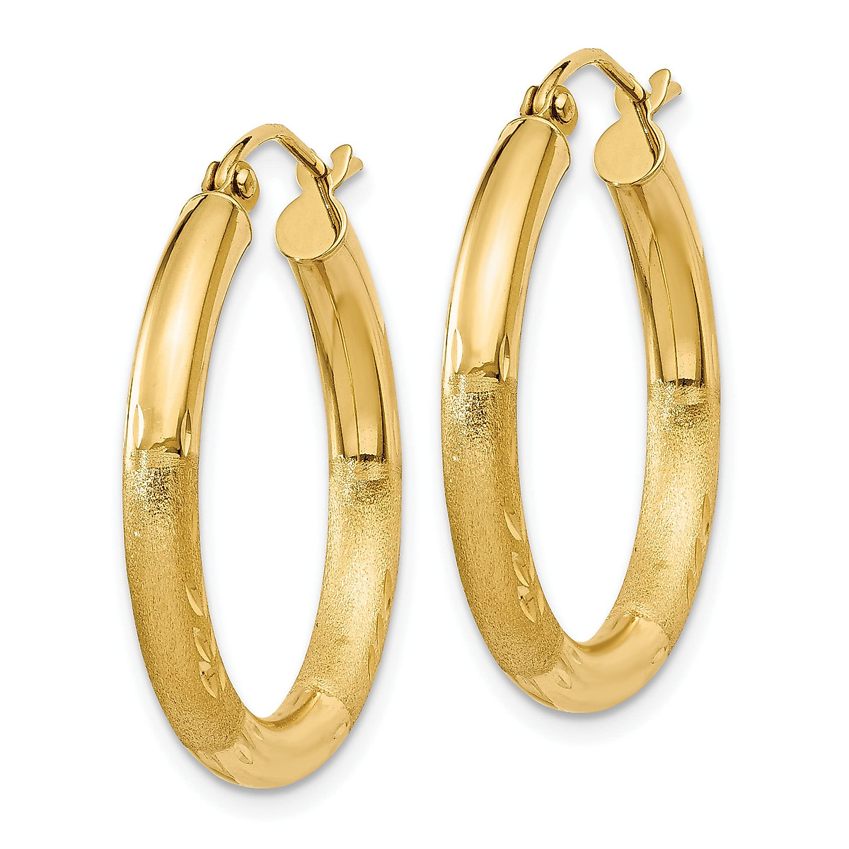 10K Solid Yellow Gold 3mm Round Small Medium Hoop Earrings