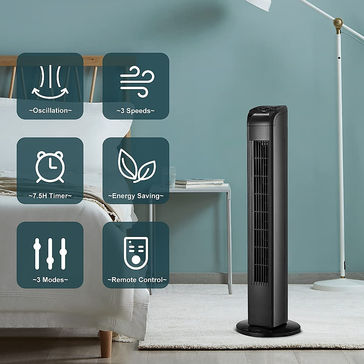 Evaporative Air Cooler, MEPTY Swamp Cooler with 4.2 Gallons Water Tank, Remote Control, 3 Modes & Speeds, 90°Oscillation, 12H Timer, Portable Air Cooler for Home, Office (31 Inch) (Black)