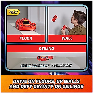 Air Hogs, Zero Gravity Sprint RC Car Wall Climber, Red USB-C Rechargeable Indoor Wall Racer, Over 4-Inches, Kids Toys for Kids Ages 4 and up