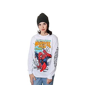 Marvel Spider-Man Age Long Sleeve Mens Adult T-Shirt(MD, White)