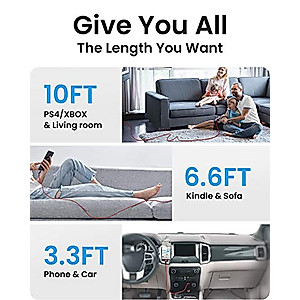 Micro USB Fast Charging Cable [3-Pack 10+6.6+3.3ft], Durable [Never Repture] Android Fast Charging&Data Transfering Cable Micro USB Charger, AINOPE Quick Charging Micro USB Cord