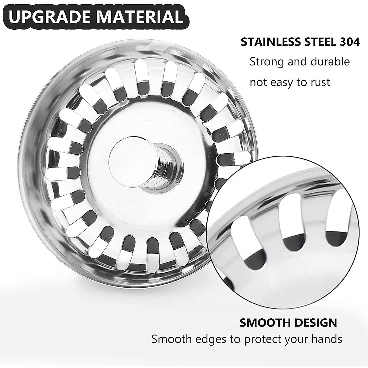 Kitchen Sink Strainer Kitchen Sink Plug, 2 Pack Universal Sink Plugs Bath Plug Strainer Plug, Thickened Stainless Steel Sink Plug Strainer For Kitchen Bathroom Home Office Hotel, Diameter 80Mm