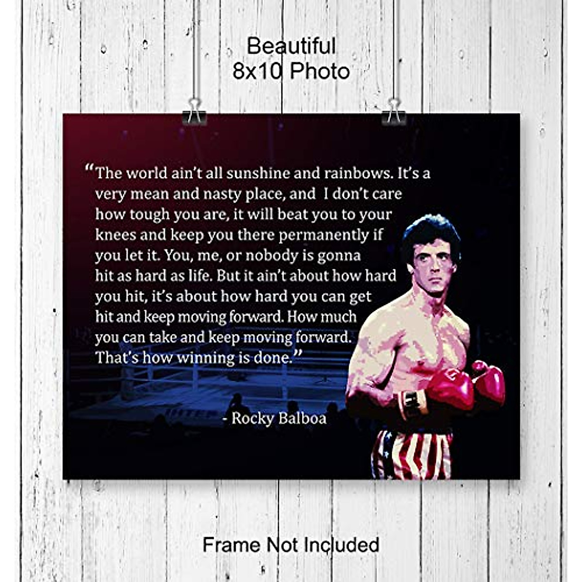 Rocky Balboa Quote – 8x10 Inspirational Motivational Wall Art Poster for Home, Apartment, Gym, Studio or Office Decor - Inspiring Room Decorations or Gift for Entrepreneurs, Trainers – Unframed Print